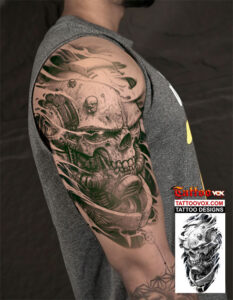Cyberpunk Mecha Skull half sleeve Tattoo Drawing - 350 Professional ...