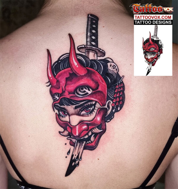 Hannya Traditional Japanese Katana Tattoo - 350 Professional Tattoo ...