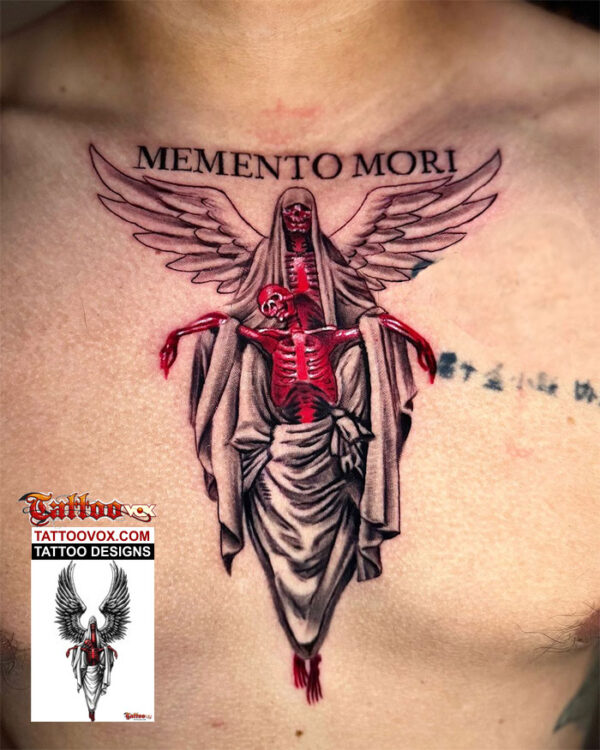Red Skeleton Angel of Death Tattoo Design - 350 Professional Tattoo ...